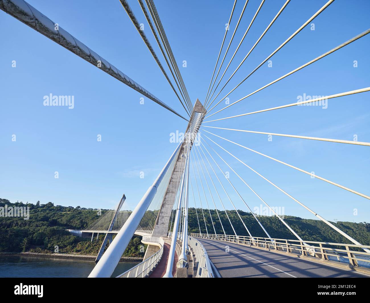 The Pont de Térénez cable-stayed bridge in the Finistère department ...
