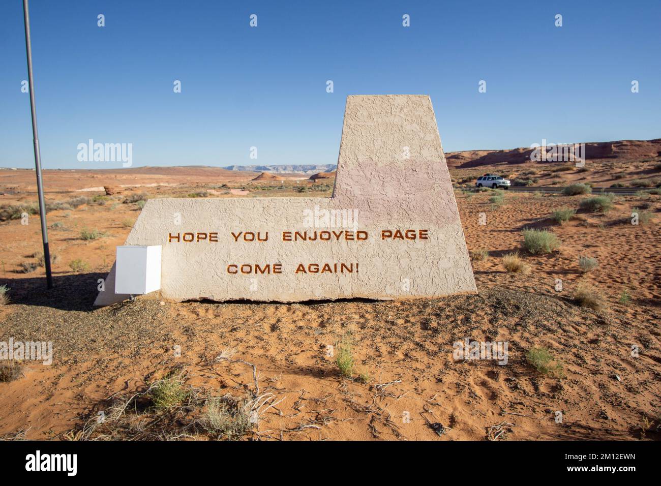 The thank you for visiting exit sign for Page, Arizona Stock Photo - Alamy