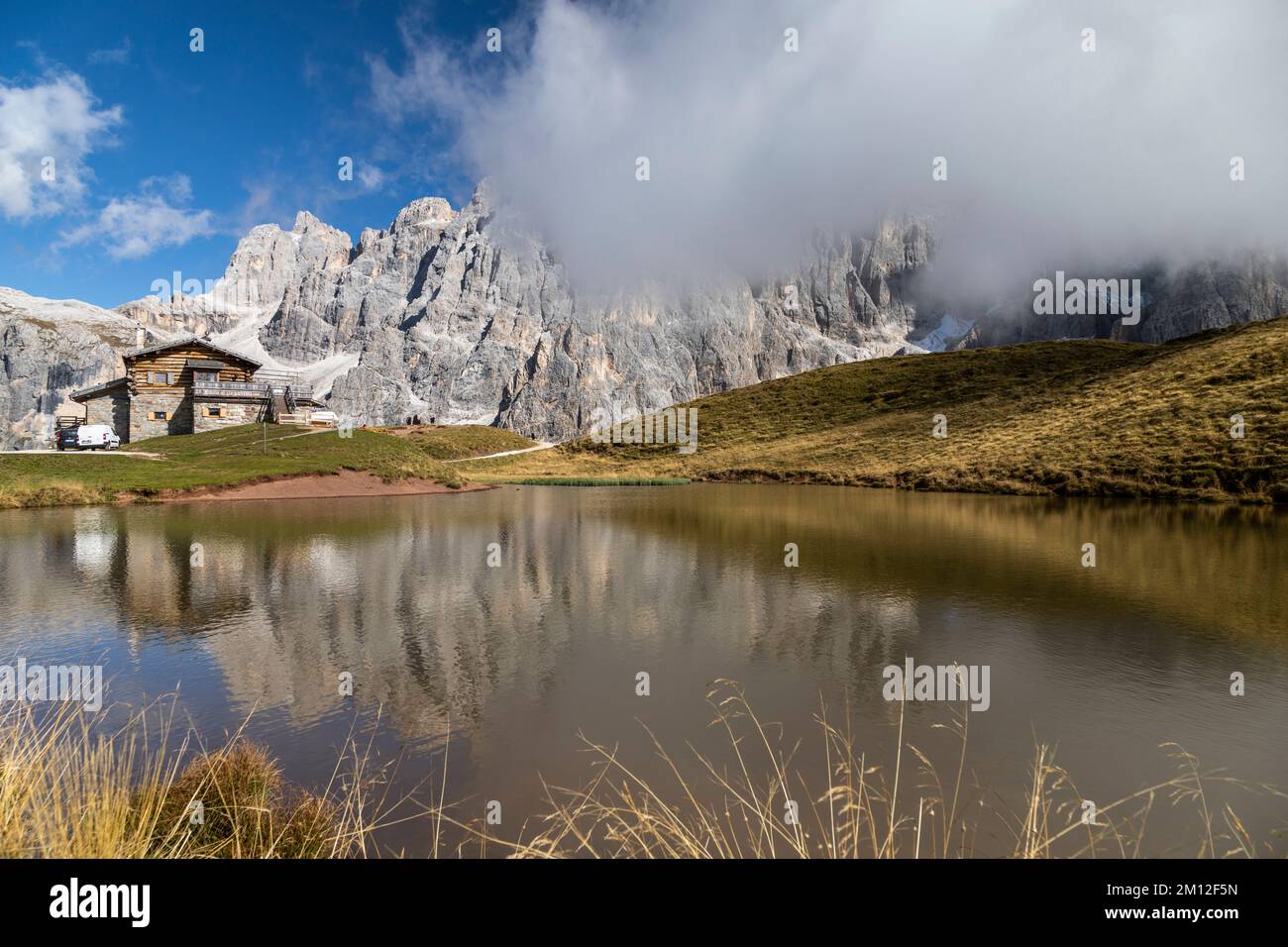 Europe, Italy, Alps, Dolomites, Mountains, Passo Rolle - Rifugio Baita ...