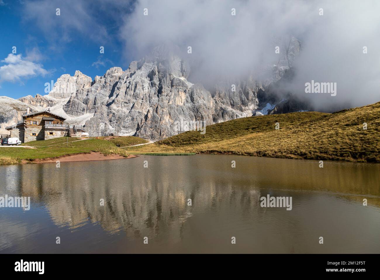 Europe, Italy, Alps, Dolomites, Mountains, Passo Rolle - Rifugio Baita ...