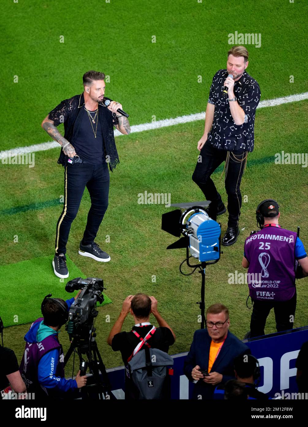 Brian McFadden (right) and Keith Duffy of Boyzlife perform ahead of the ...