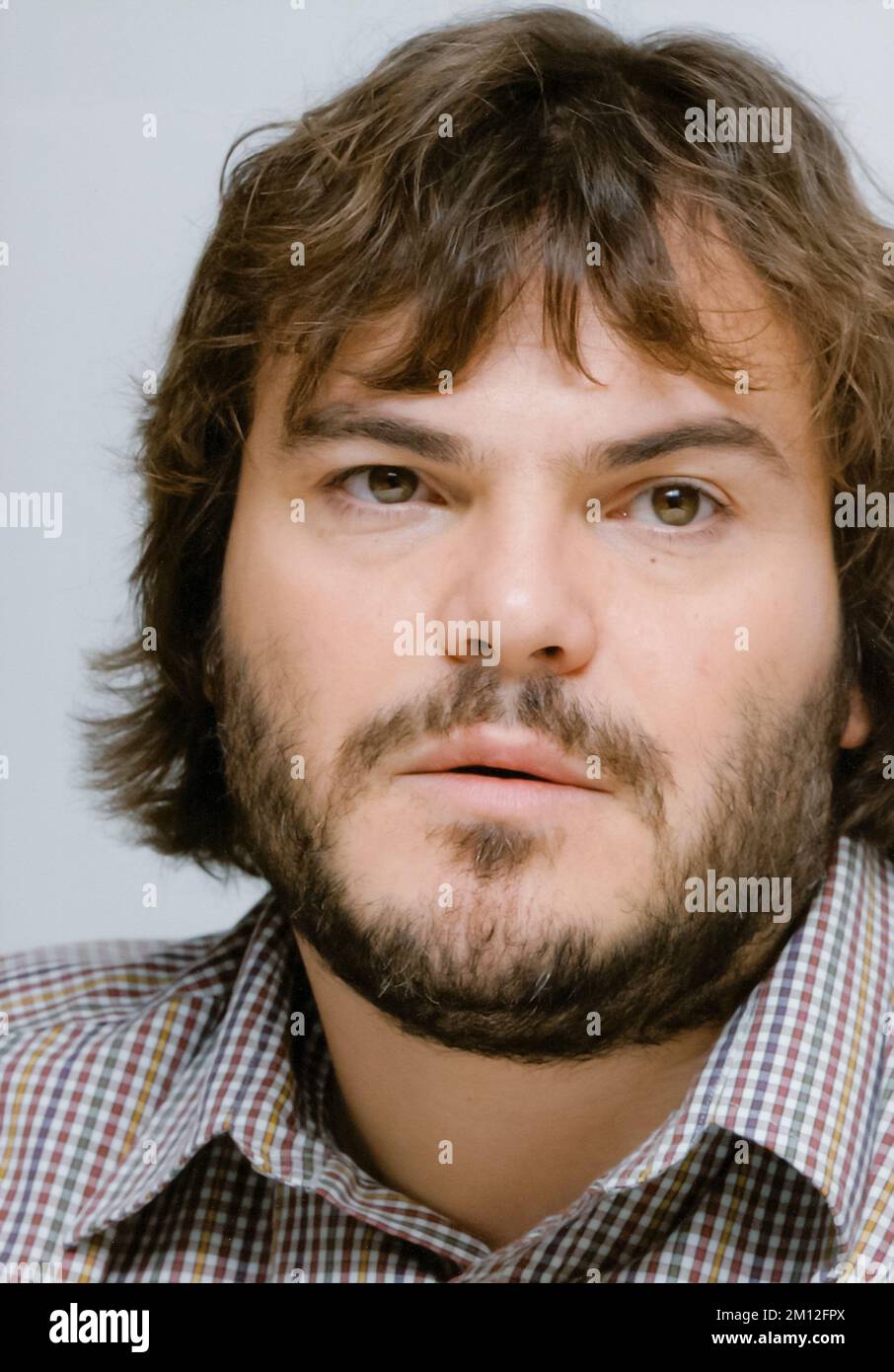 Retro celebrity portraits - Jack Black, at a press conference event ...