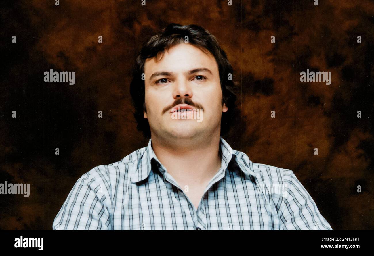 Retro celebrity portraits - Jack Black, at a press conference event ...