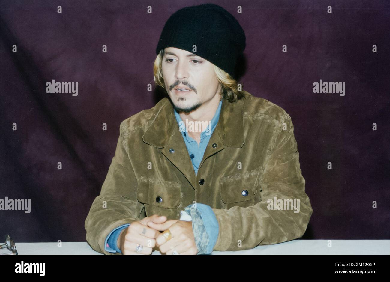 Retro celebrity portraits - Johnny Depp, at a press conference event ...