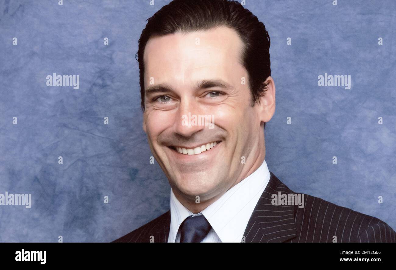 Retro celebrity portraits - Jon Hamm, at a press conference event ...
