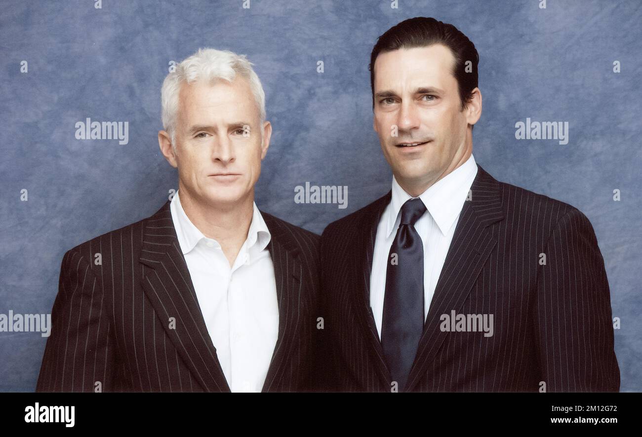 Retro celebrity portraits - John Slattery, Jon Hamm, at a press ...