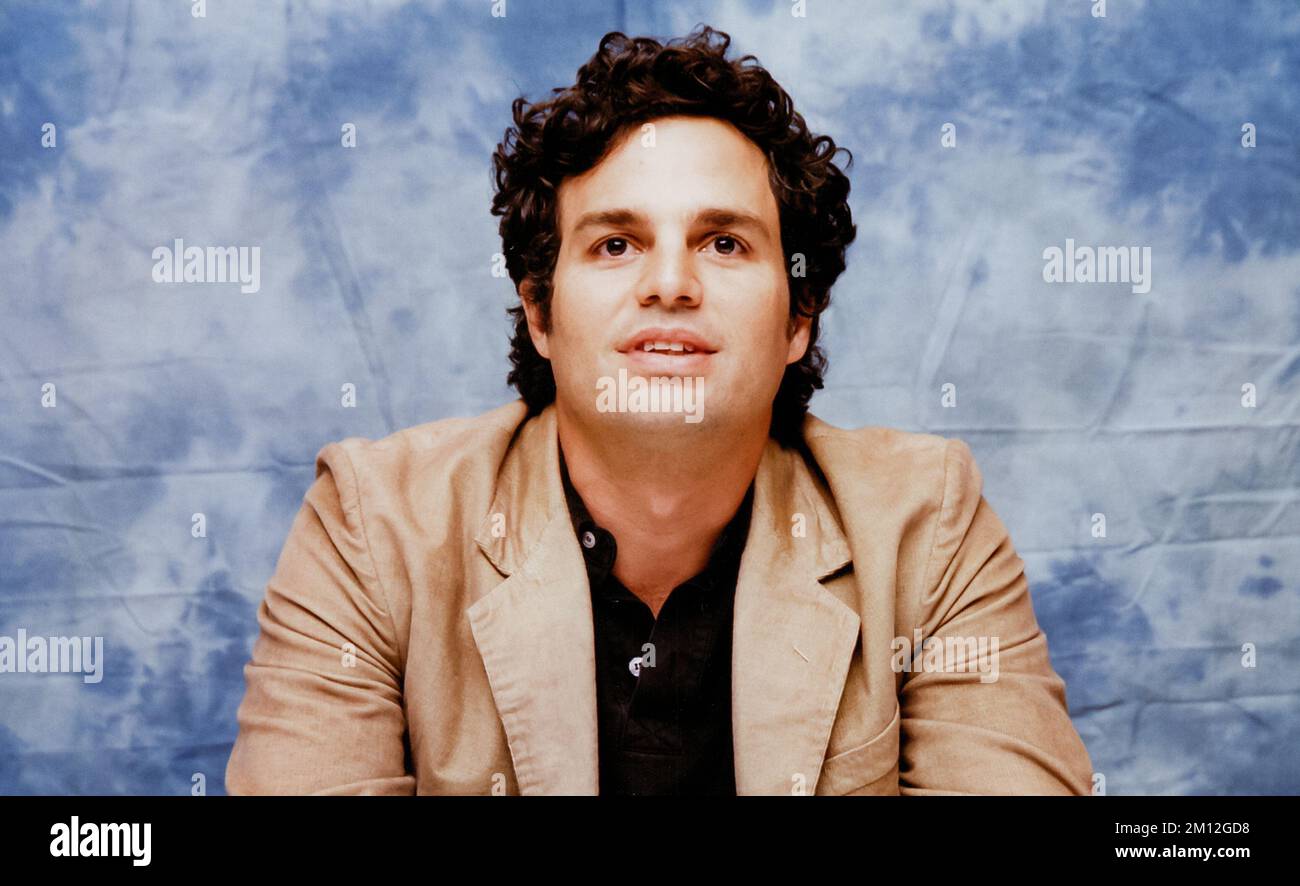 Retro celebrity portraits - Mark Ruffalo, at a press conference event ...