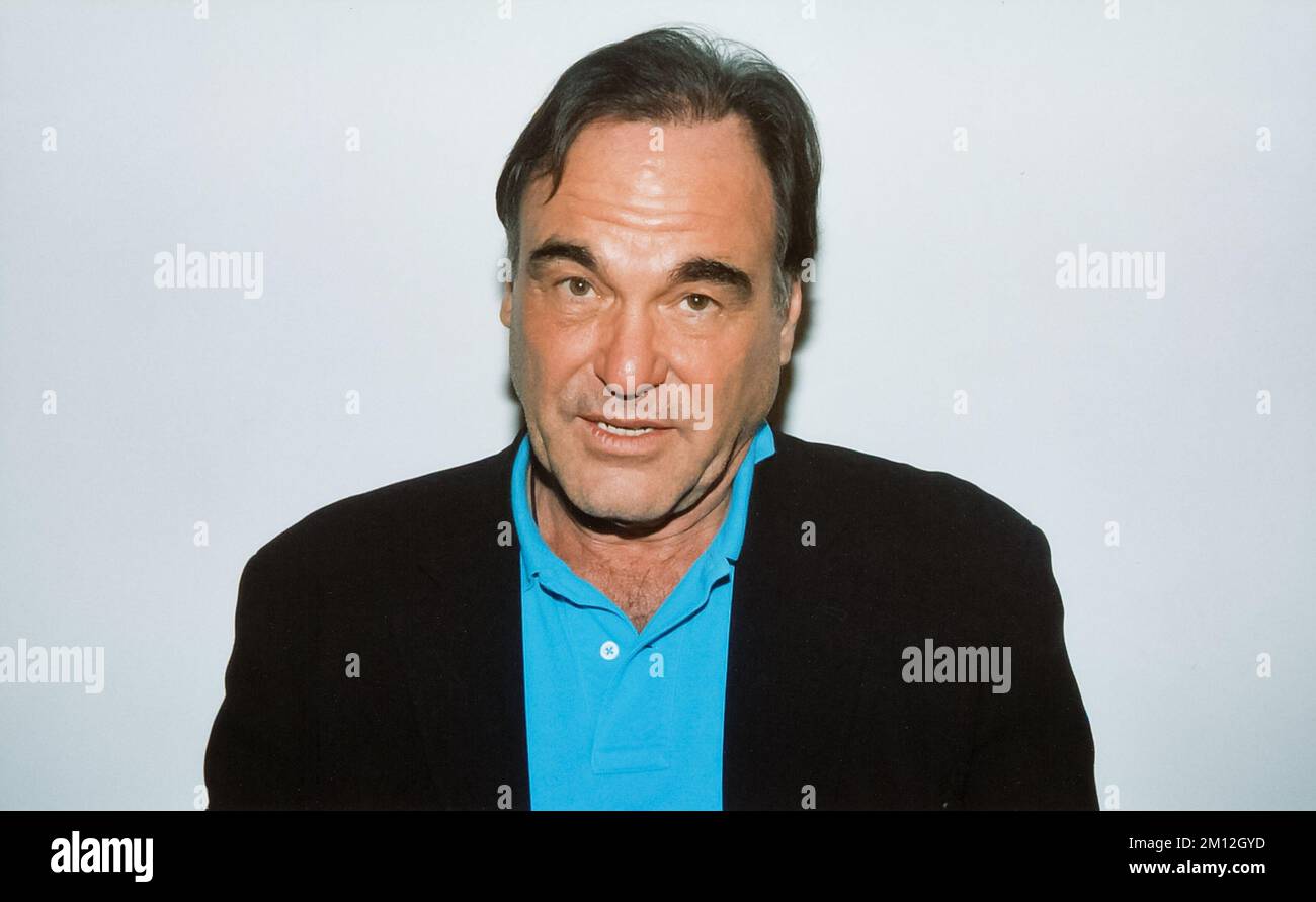 Retro celebrity portraits - Oliver Stone, at a press conference event, circa 2006. For Editorial ...