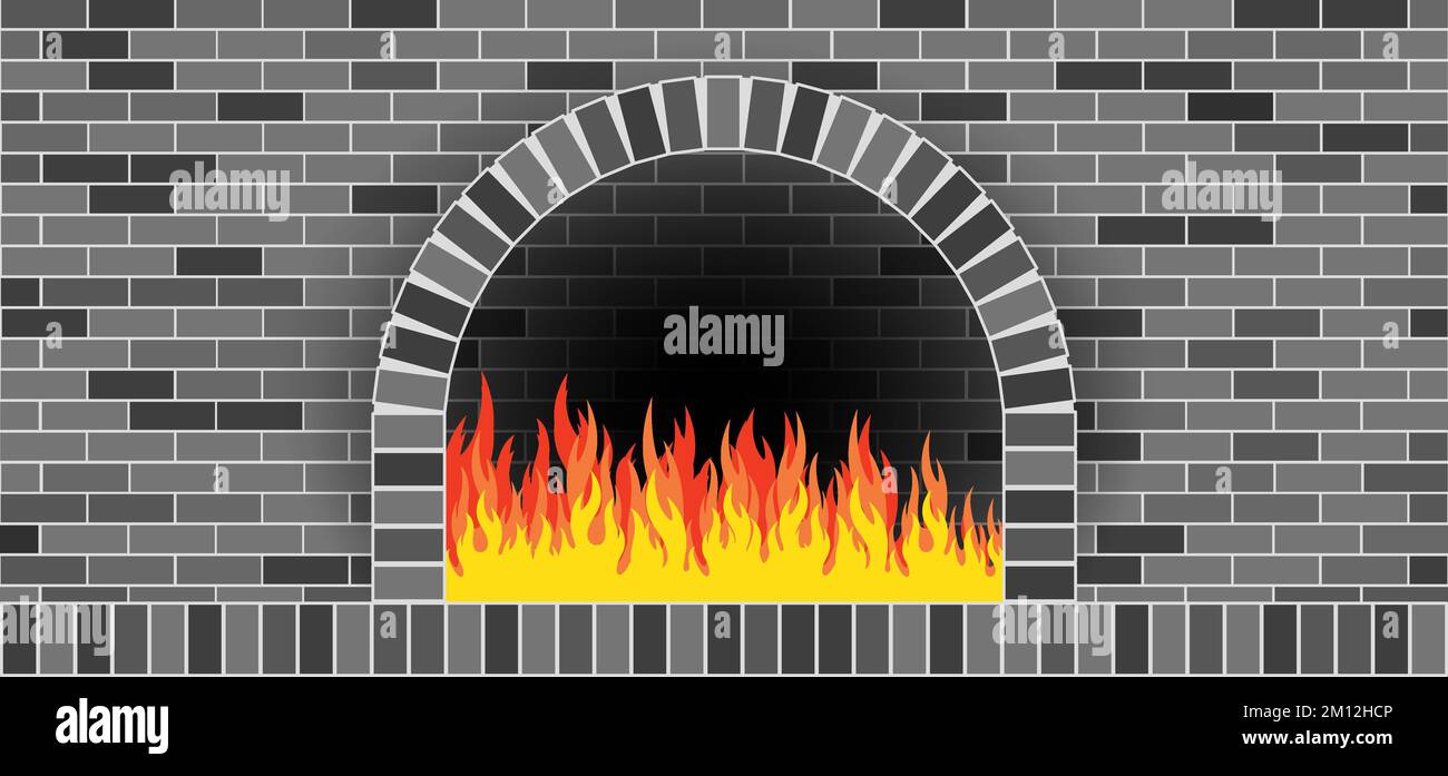 Stone brick pizzeria pizza oven. Firewood hot fired oven. Fire bakery ...