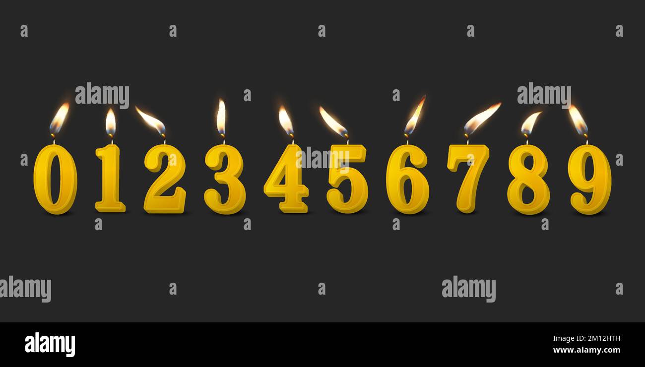 Vector 3d Realistic Paraffin or Wax Burning Yellow Birthday Party ...