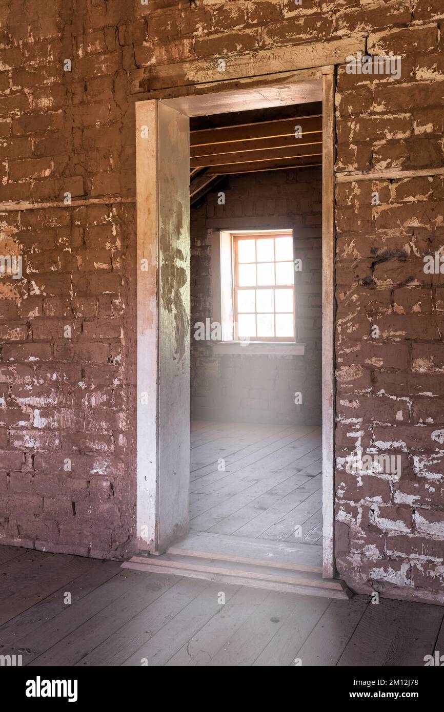 Light beam through window of old building at Grafton Ghost Town in ...