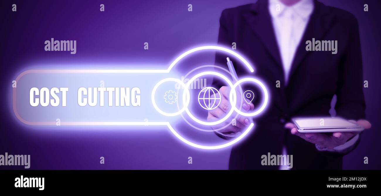 Conceptual caption Cost Cutting. Conceptual photo Measures implemented ...