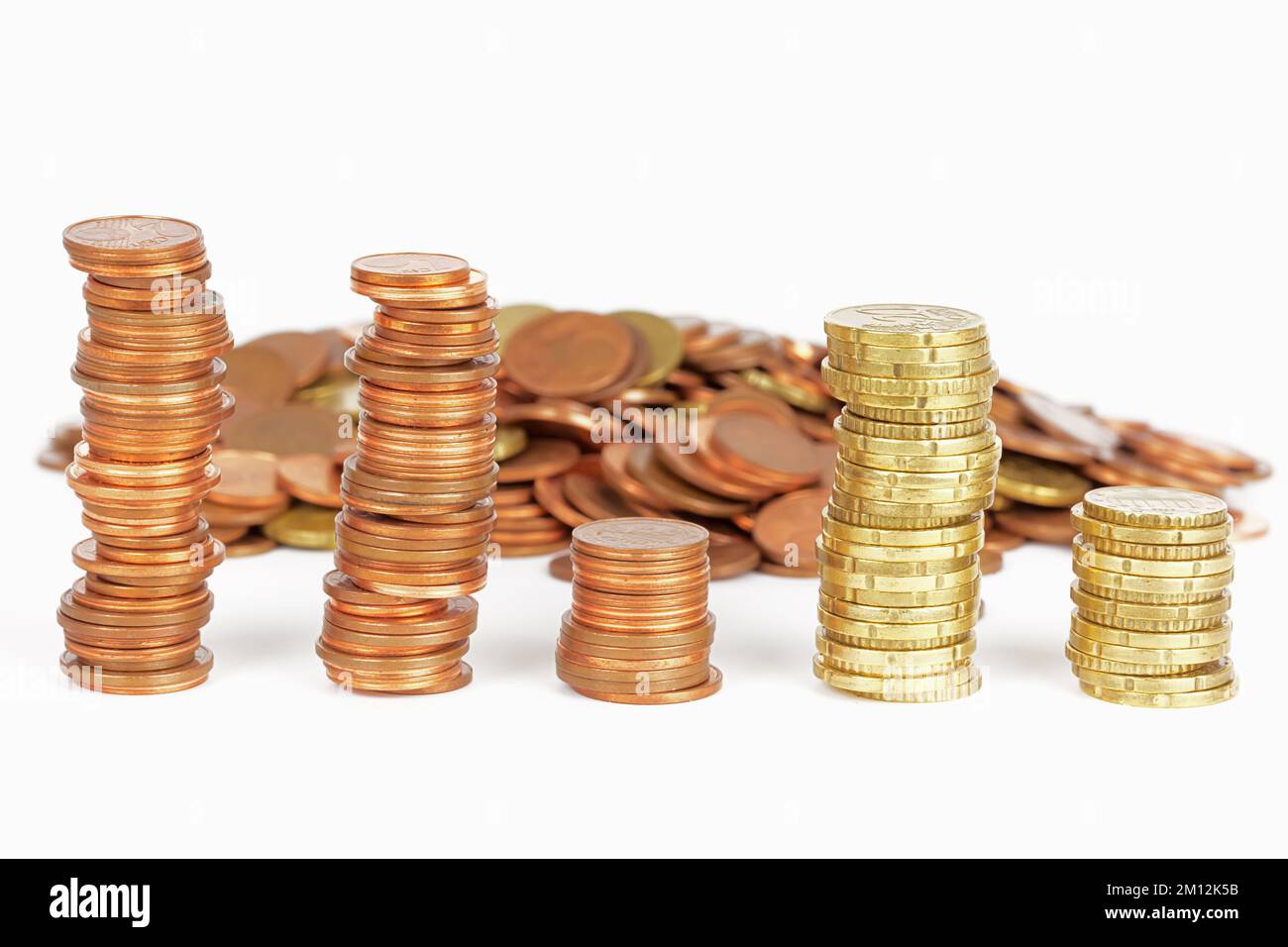 Coin stacks with financial graph Cut Out Stock Images & Pictures - Alamy