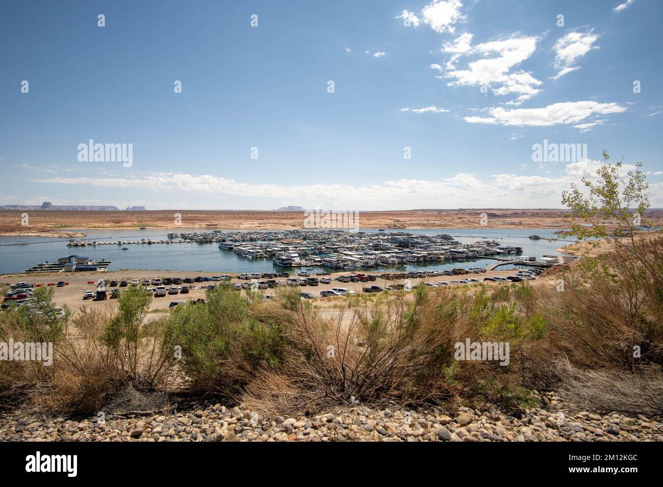An aerial view of the beautiful Wahweap Marina on Lake Powell in Page ...
