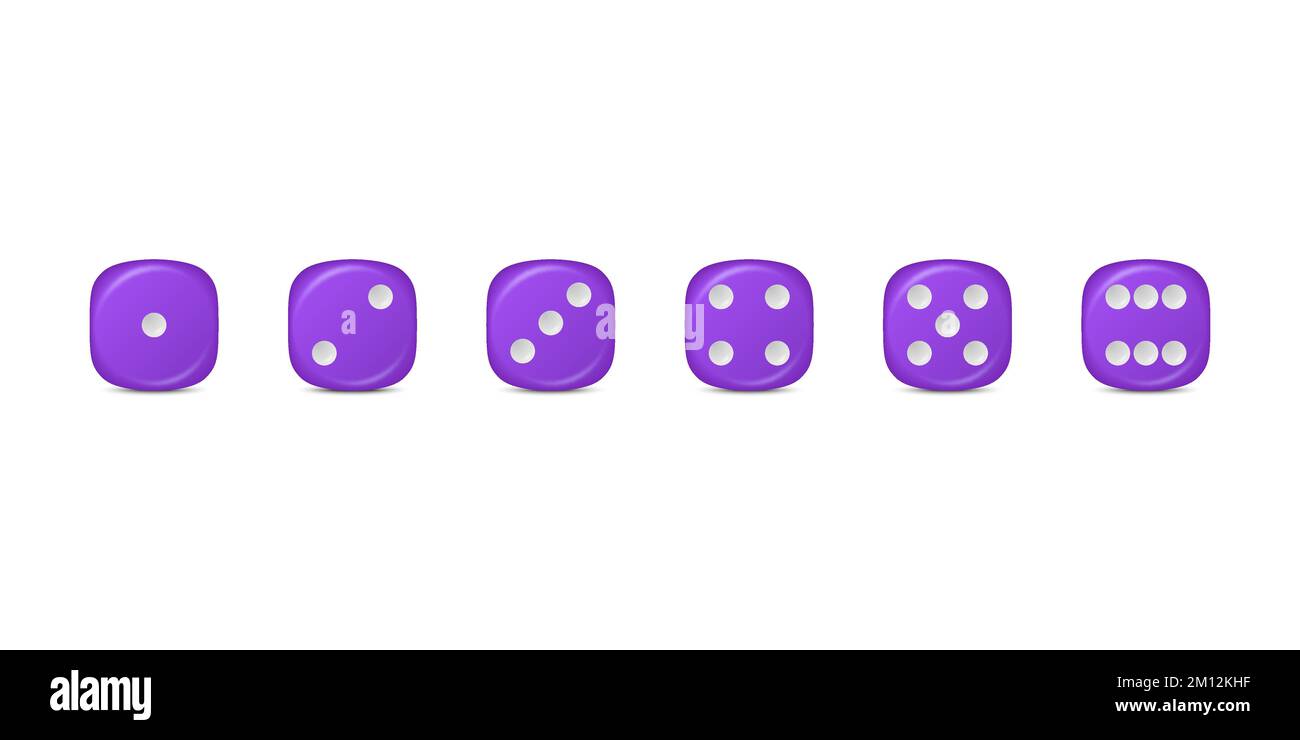 Vector 3d Realistic Purple Game Dice Icon Set Closeup Isolated. Game ...