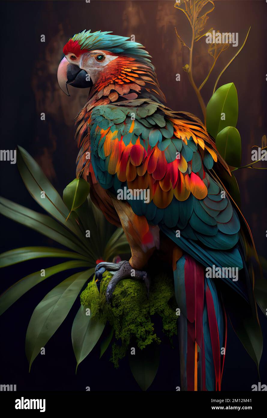 Parrot tree illustration hi-res stock photography and images - Alamy