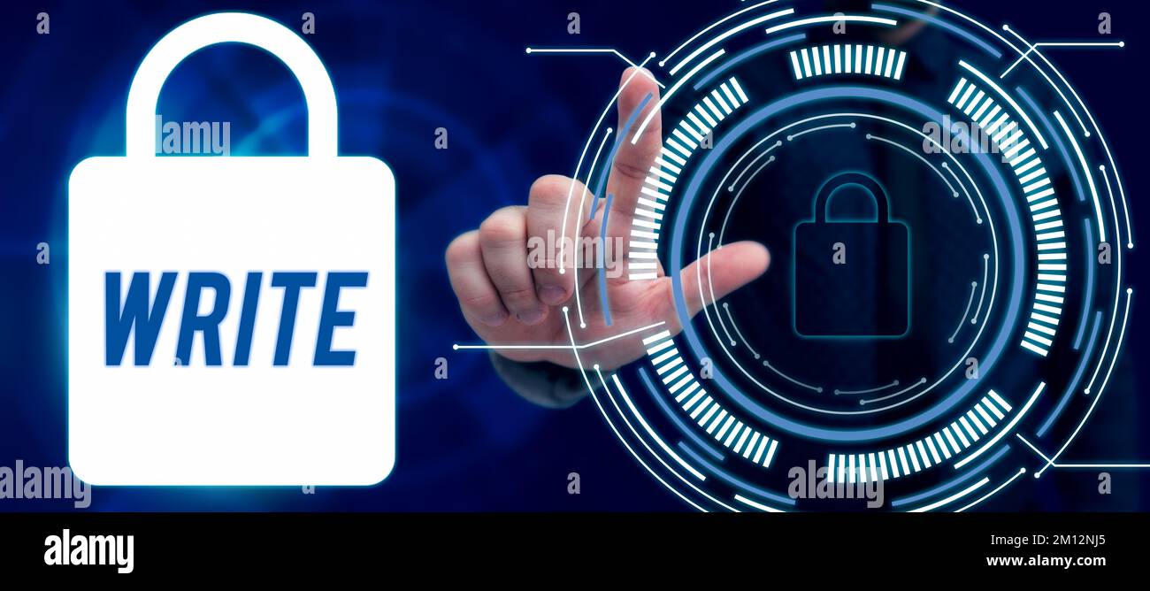 Text caption presenting Write. Business approach mark letters words or ...