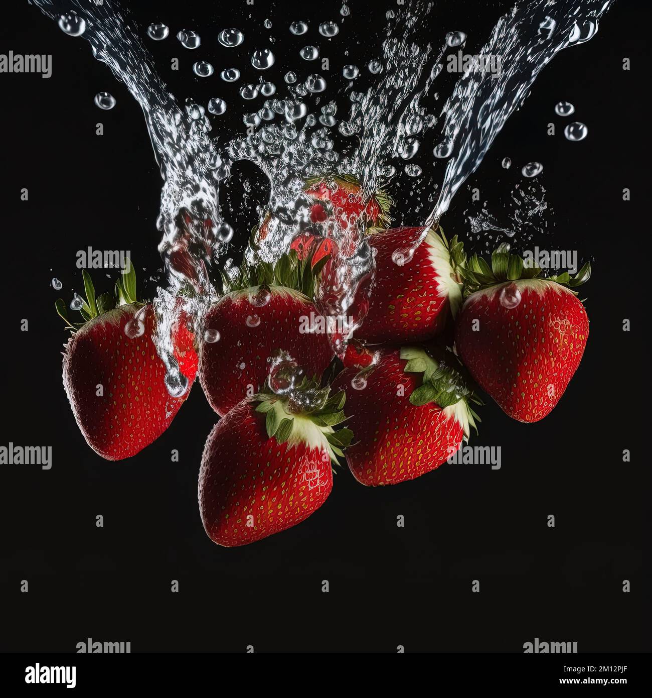 Strawberries water splash Stock Photo - Alamy