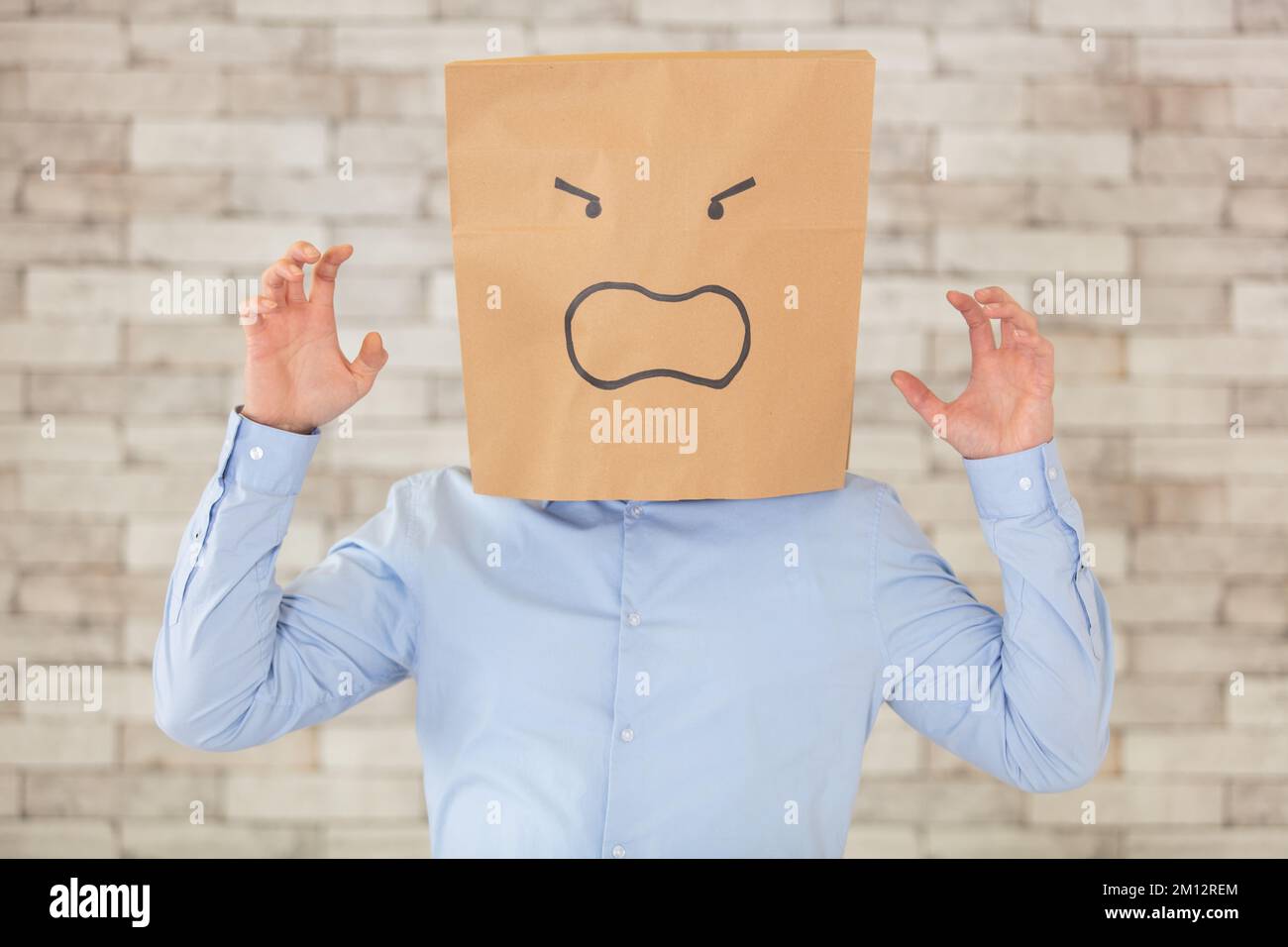 man with a bag on his head Stock Photo - Alamy