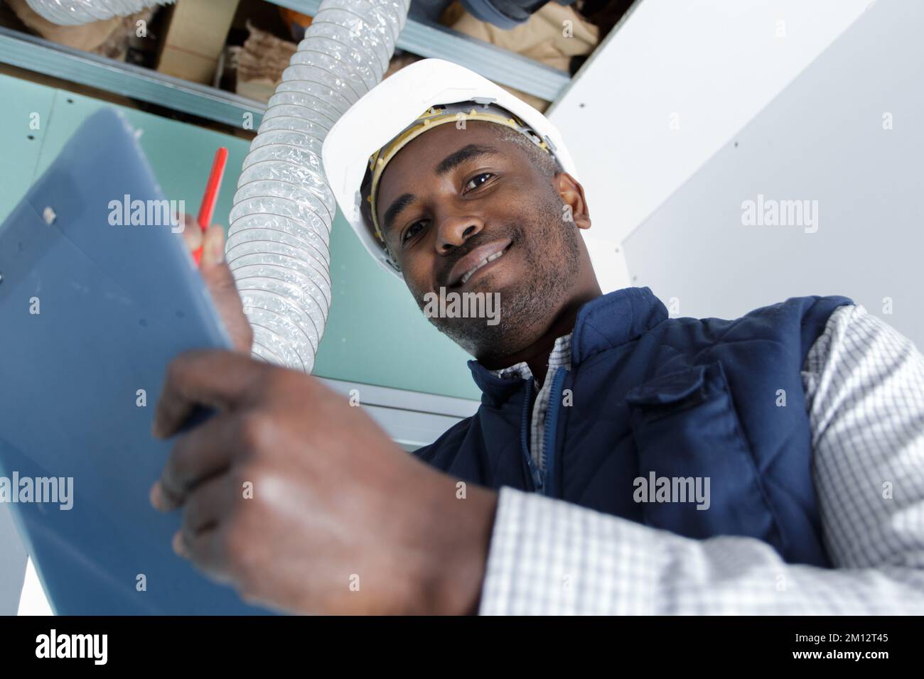 inspector or engineer is checking and inspecting site appearance Stock ...