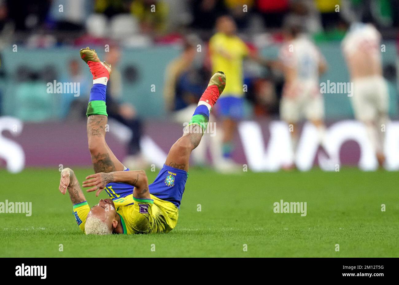 Brazil's Neymar reacts following the first goal of Croatia, scored by ...