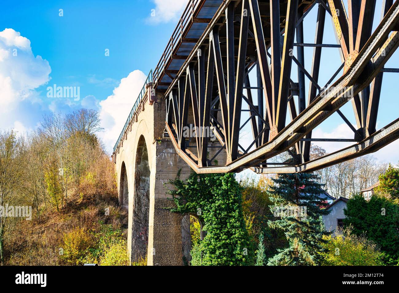 A view of the viaduct in Mansfeld a railway bridge in Saxony Anhalt ...