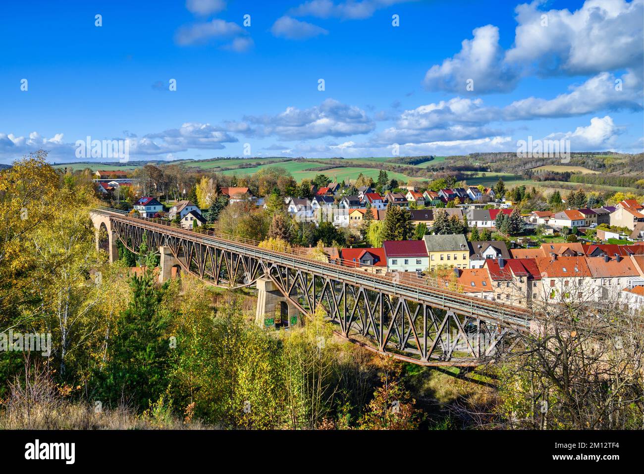 A view of the viaduct in Mansfeld a railway bridge in Saxony Anhalt ...