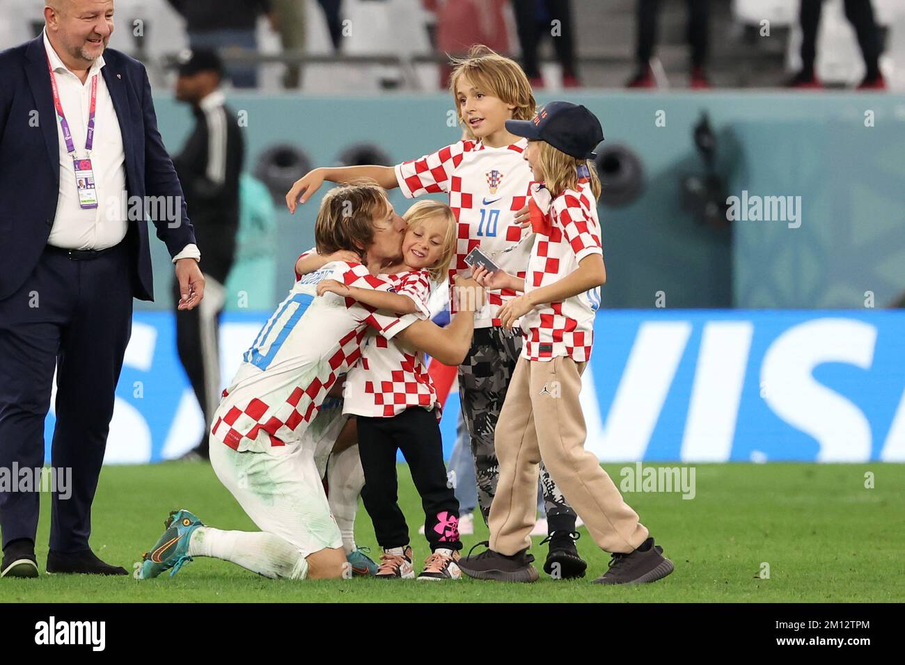 AL RAYYAN, QATAR - DECEMBER 09: Luka Modric celebrating with children ...