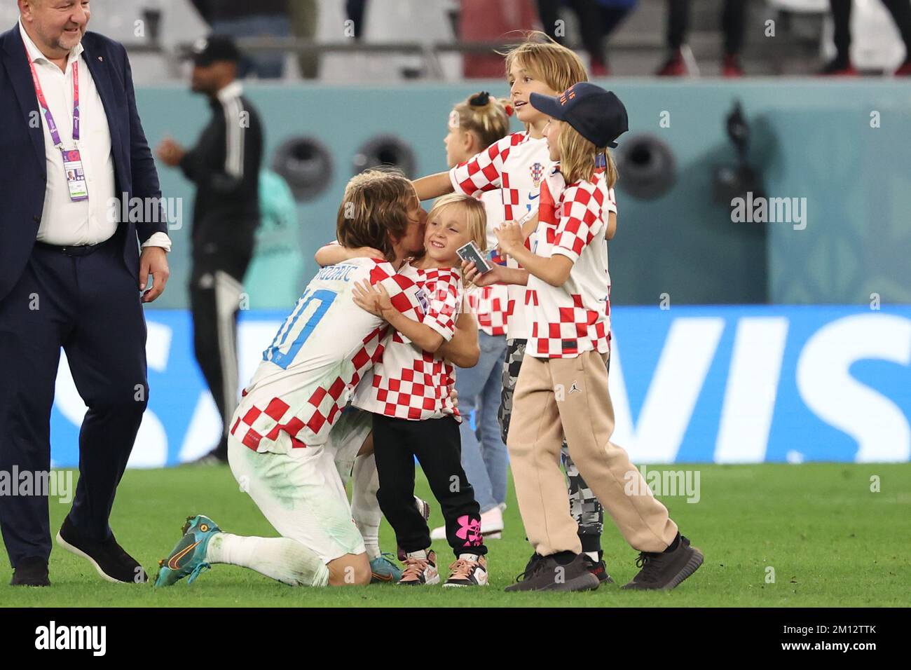 AL RAYYAN, QATAR - DECEMBER 09: Luka Modric celebrating with children ...