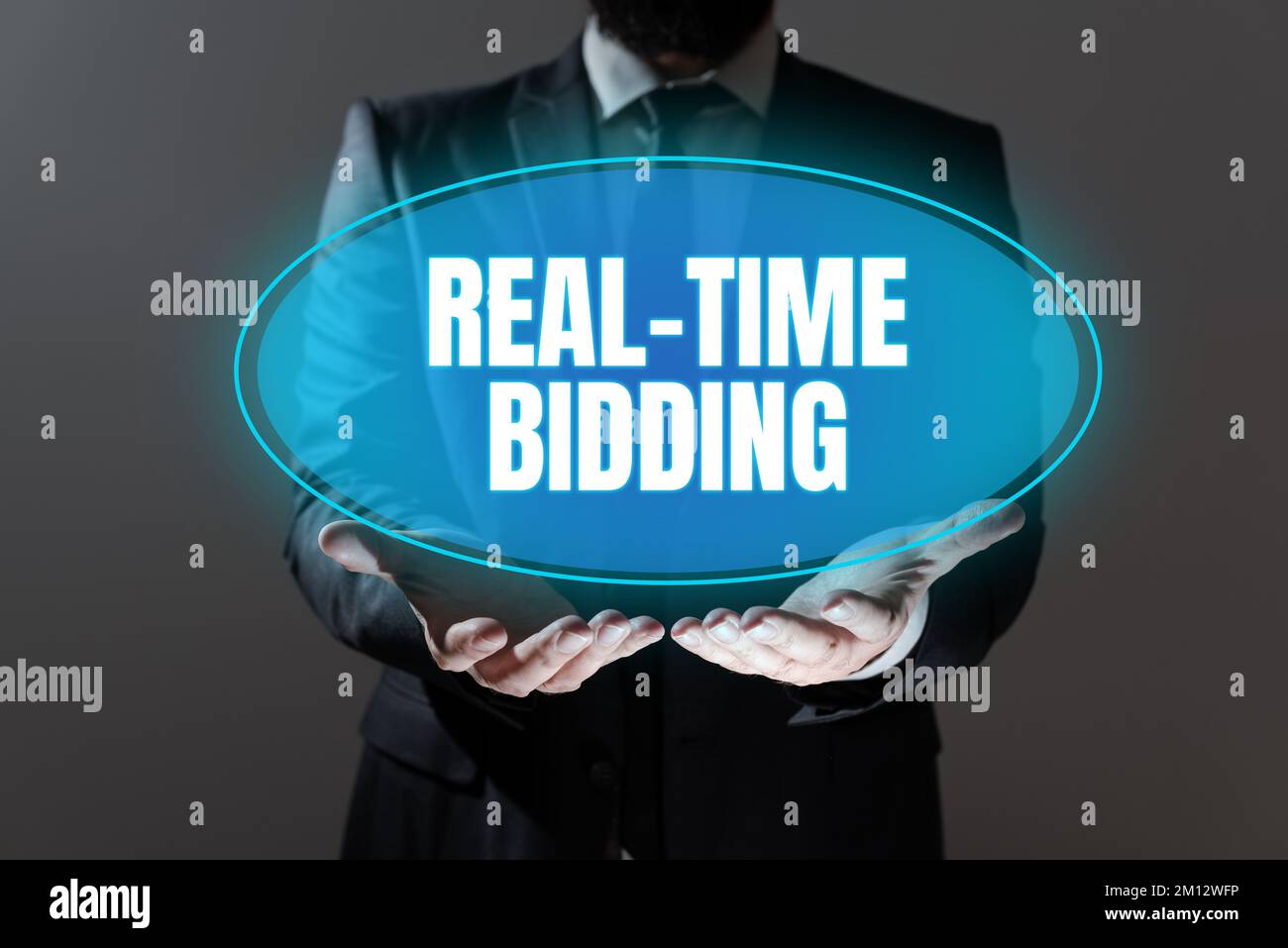 Conceptual caption Real Time Bidding. Business approach Buy and sell ...