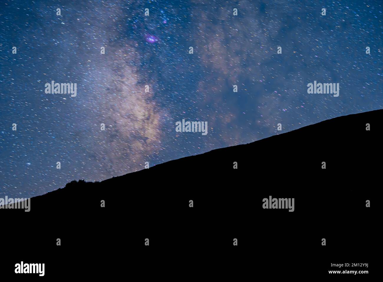 A landscape view of the stary night sky over the hills Stock Photo - Alamy