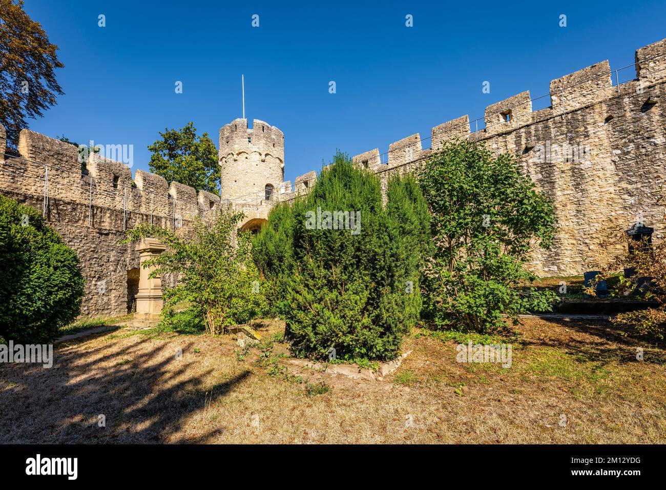 fortified wall with tower on the site of the castle church of Ingelheim ...