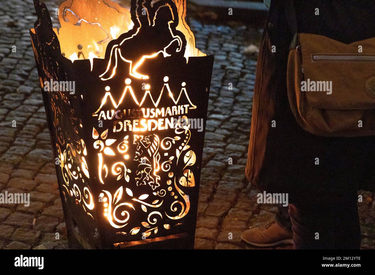Dresdner Christmasmarkets in Winter 2022, illuminated during the night ...