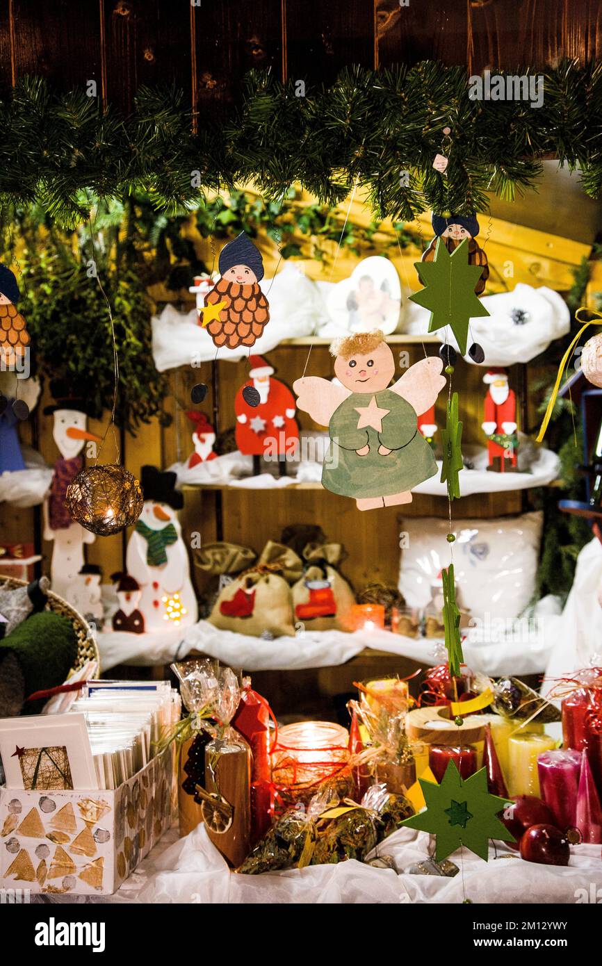 Angel in a stall at the christmas market in hohenems hi-res stock ...