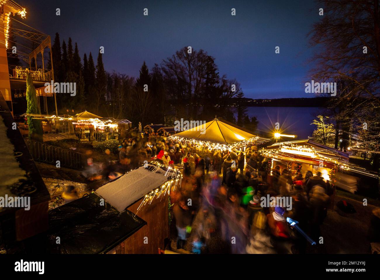 Europe, Germany, Bavaria, Christmas market at Lake Starnberg Stock ...