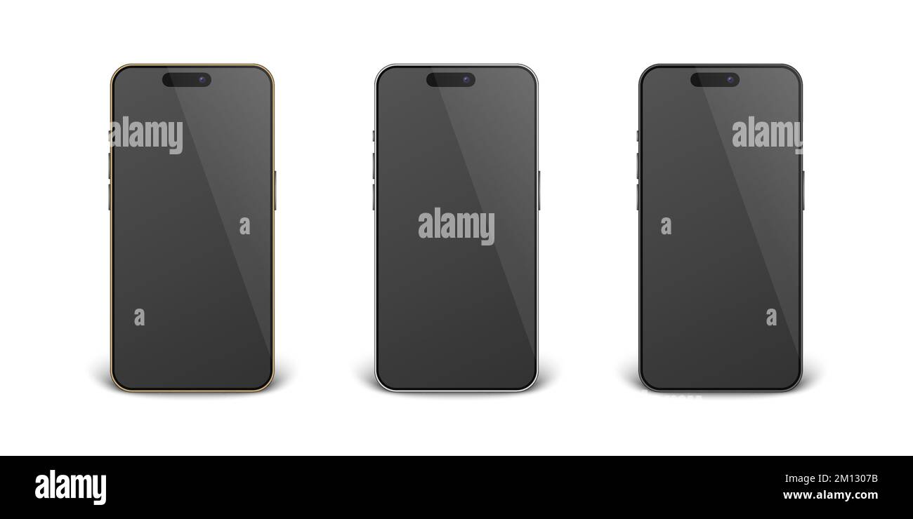 Vector 3d Realistic Golden, Black, Gray Steel Modern Smartphone Design ...