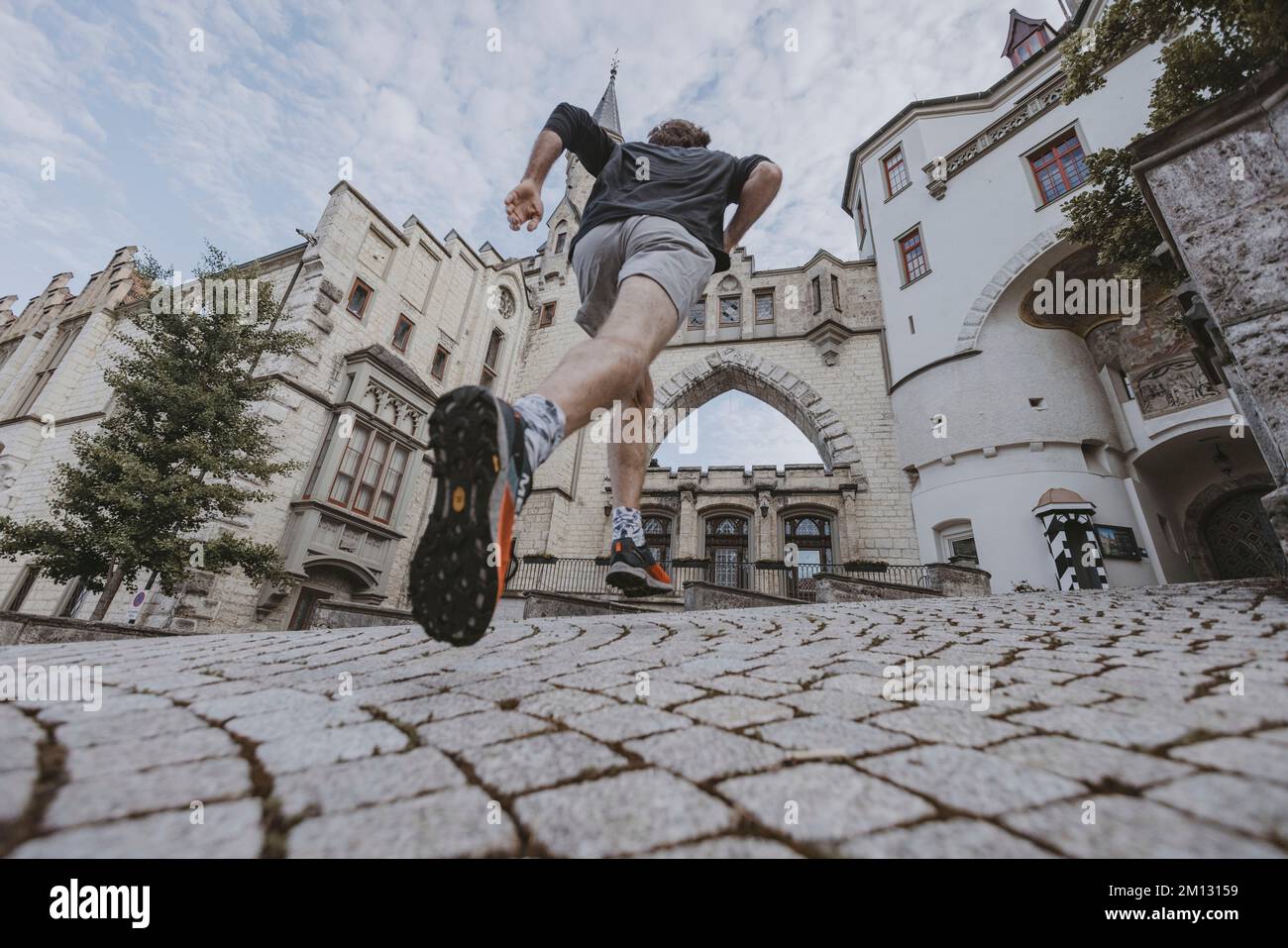 Germany, Baden-Wuerttemberg, Sigmaringen, Hohenzollern Castle, man, run ...