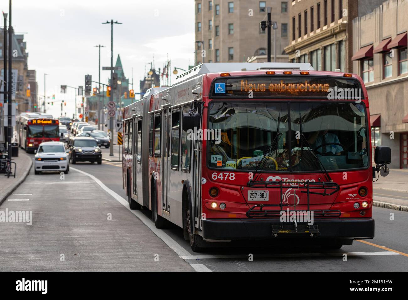 Ottawa, Canada - November 10, 2022: Public bus on the road in downtown ...