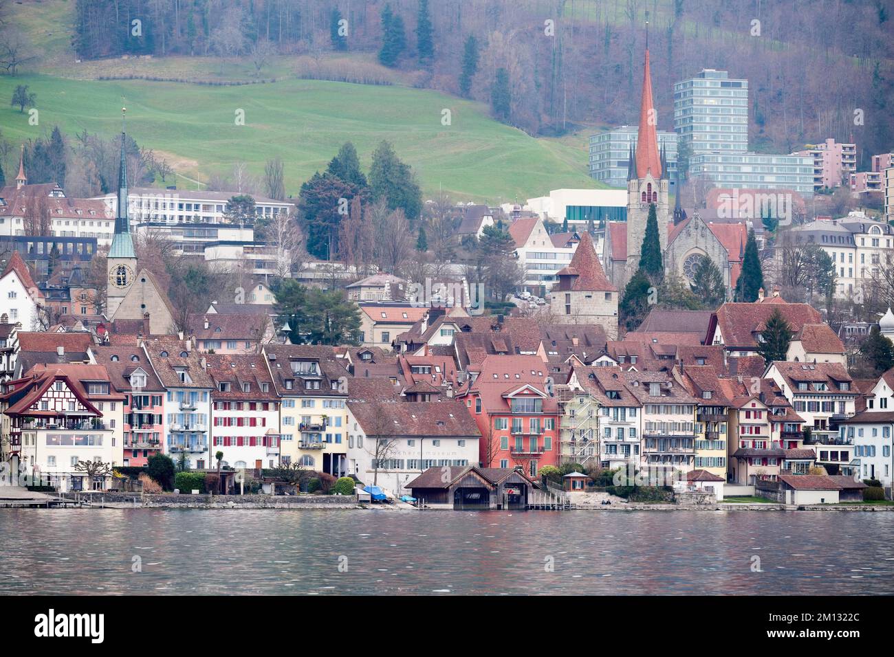 Lower Old Town with Saint Michael Church, Zug, Canton Zug, Switzerland ...