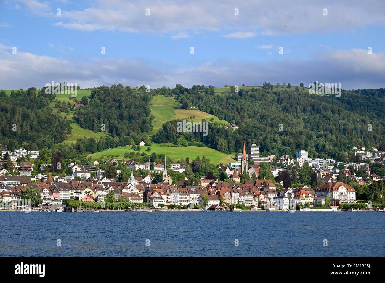 Lower Old Town with Zytturm and Church of Saint Michael, Zug, Canton ...