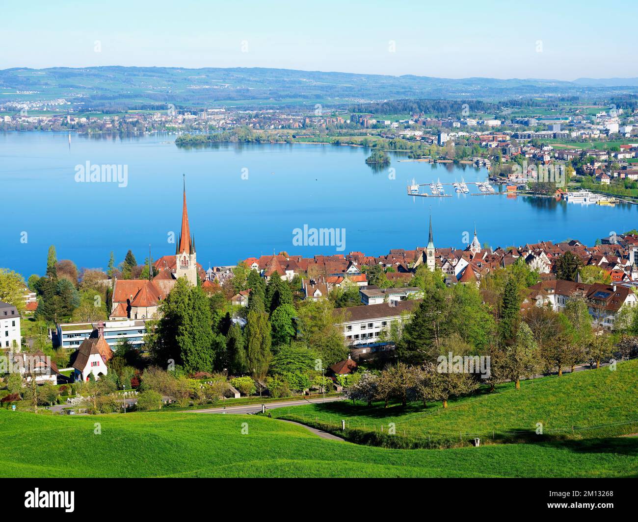 View of the old town and Lake Zug, Zug, Canton Zug, Switzerland, Europe ...