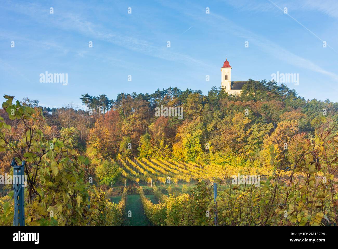 Krems an der Donau, autumn colors, vineyards of village Wagram ob der ...