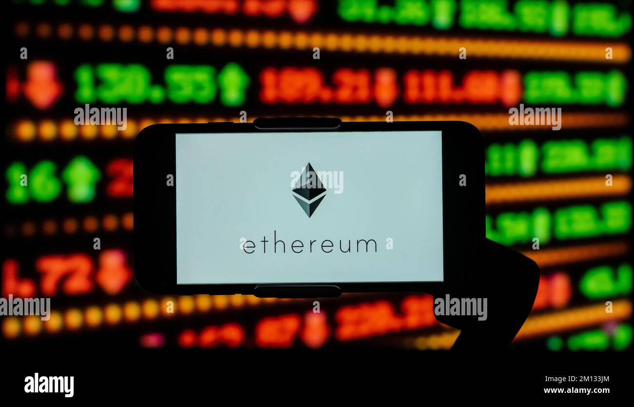 In this photo illustration, the logo of Ethereum (ETH) is seen ...