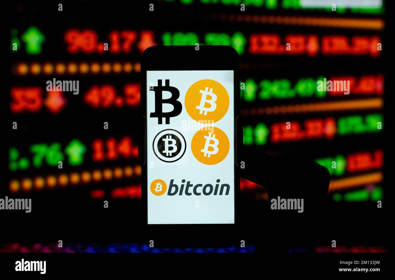In this photo illustration, the logo of Bitcoin (BTC) is seen displayed ...