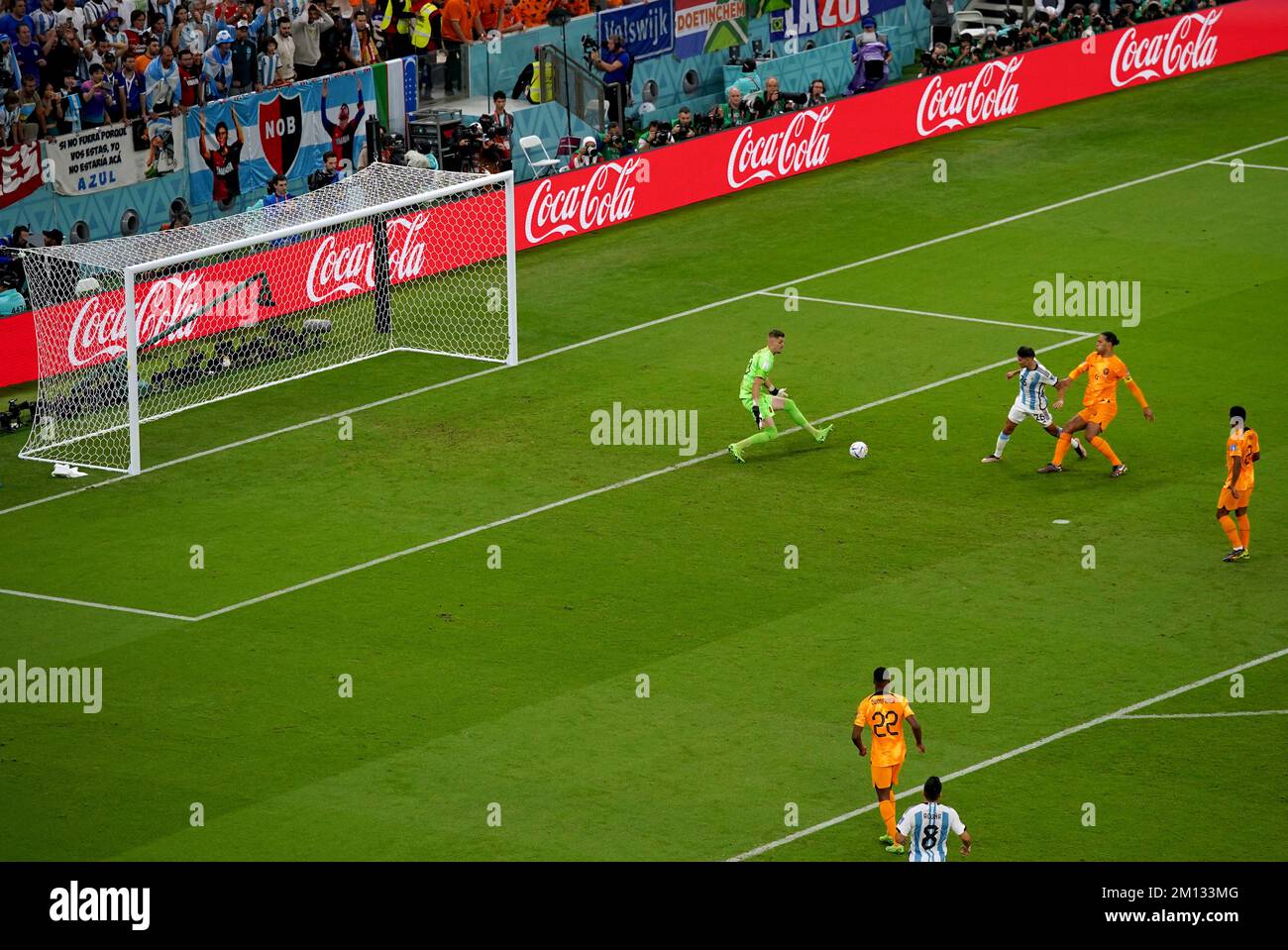 Argentina's Nahuel Molina scores their side's first goal of the game ...