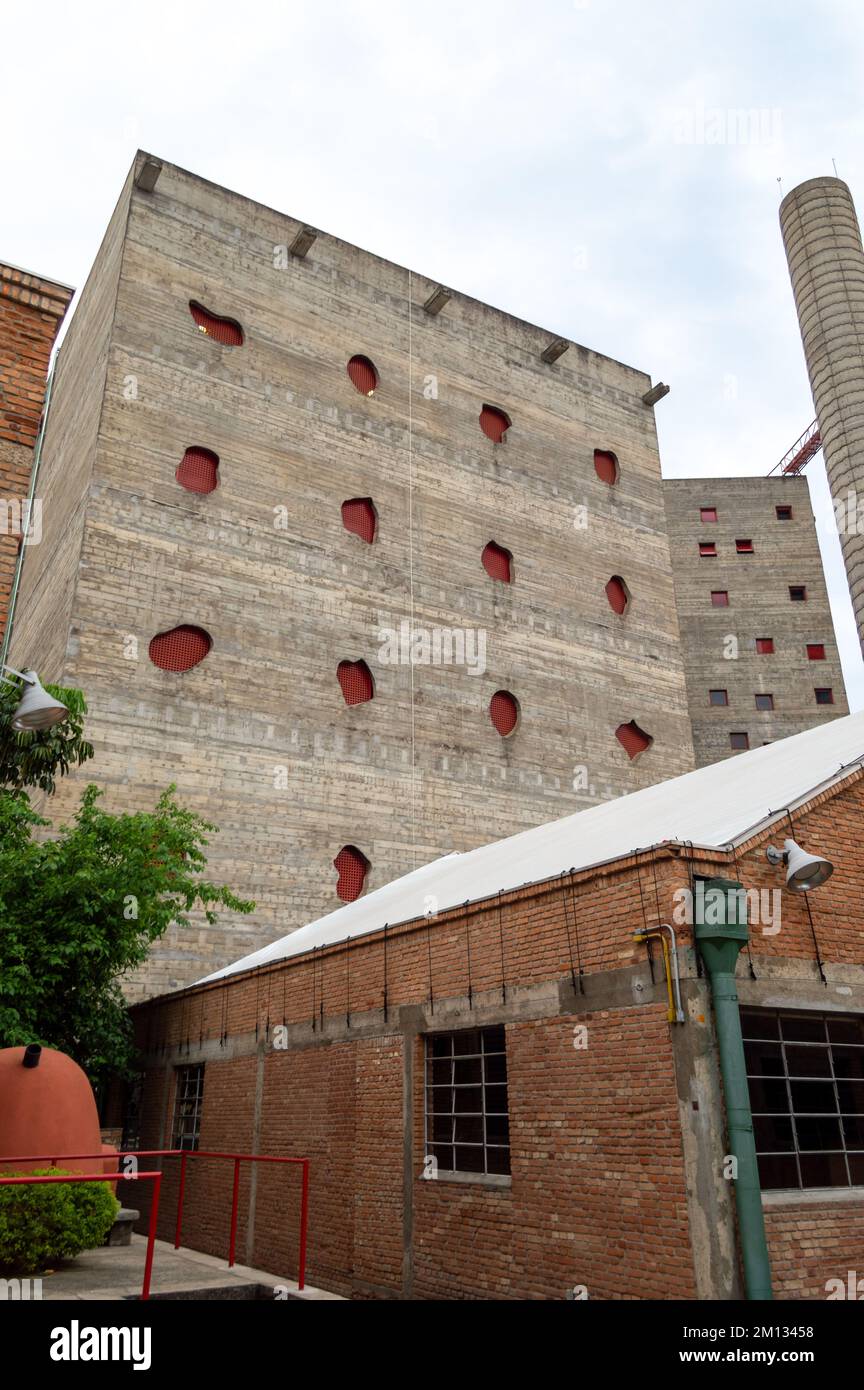 SESC Pompeia building in San Paolo, Brazil. August 2022. Modernist ...