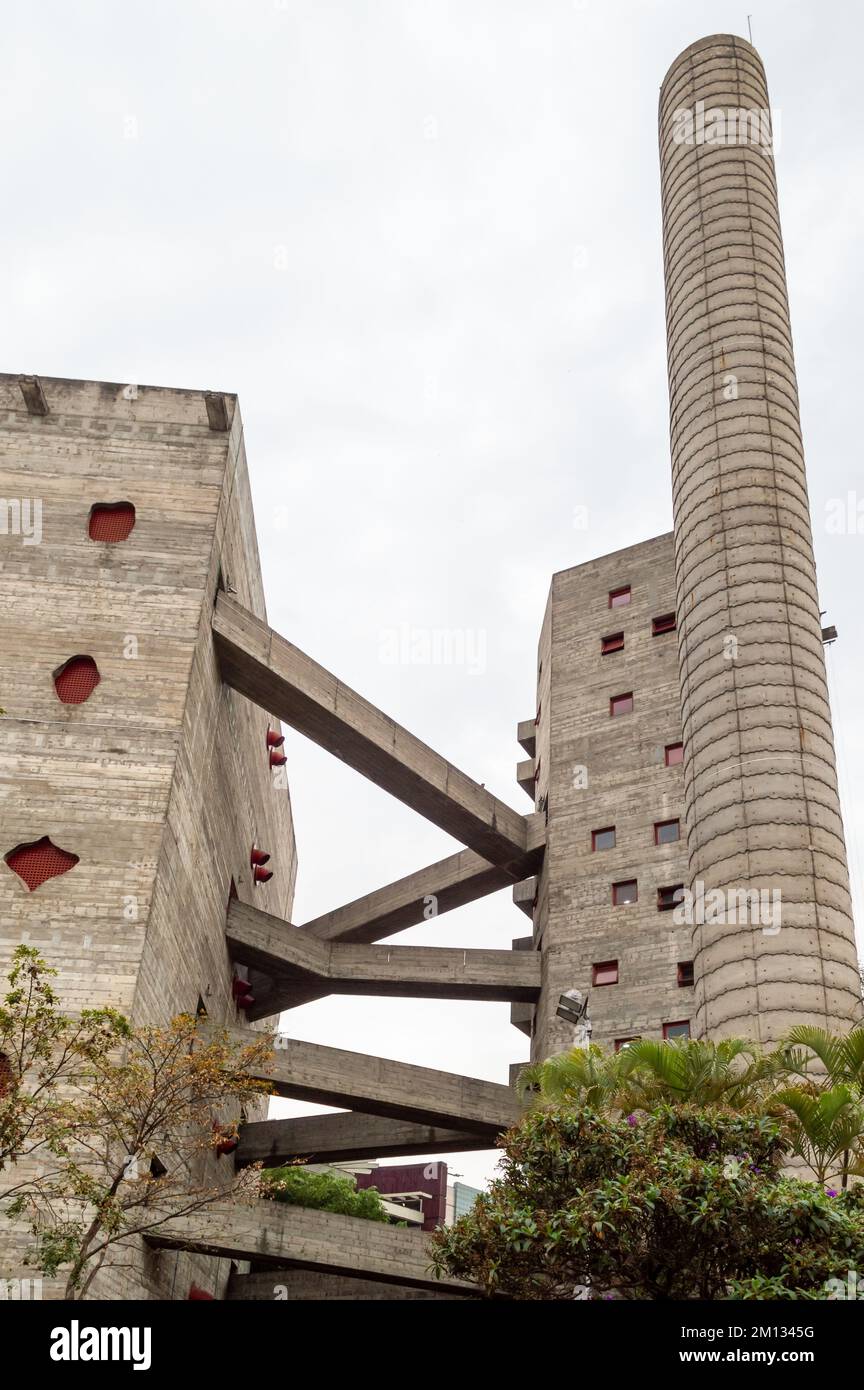 SESC Pompeia building in San Paolo, Brazil. August 2022. Modernist ...