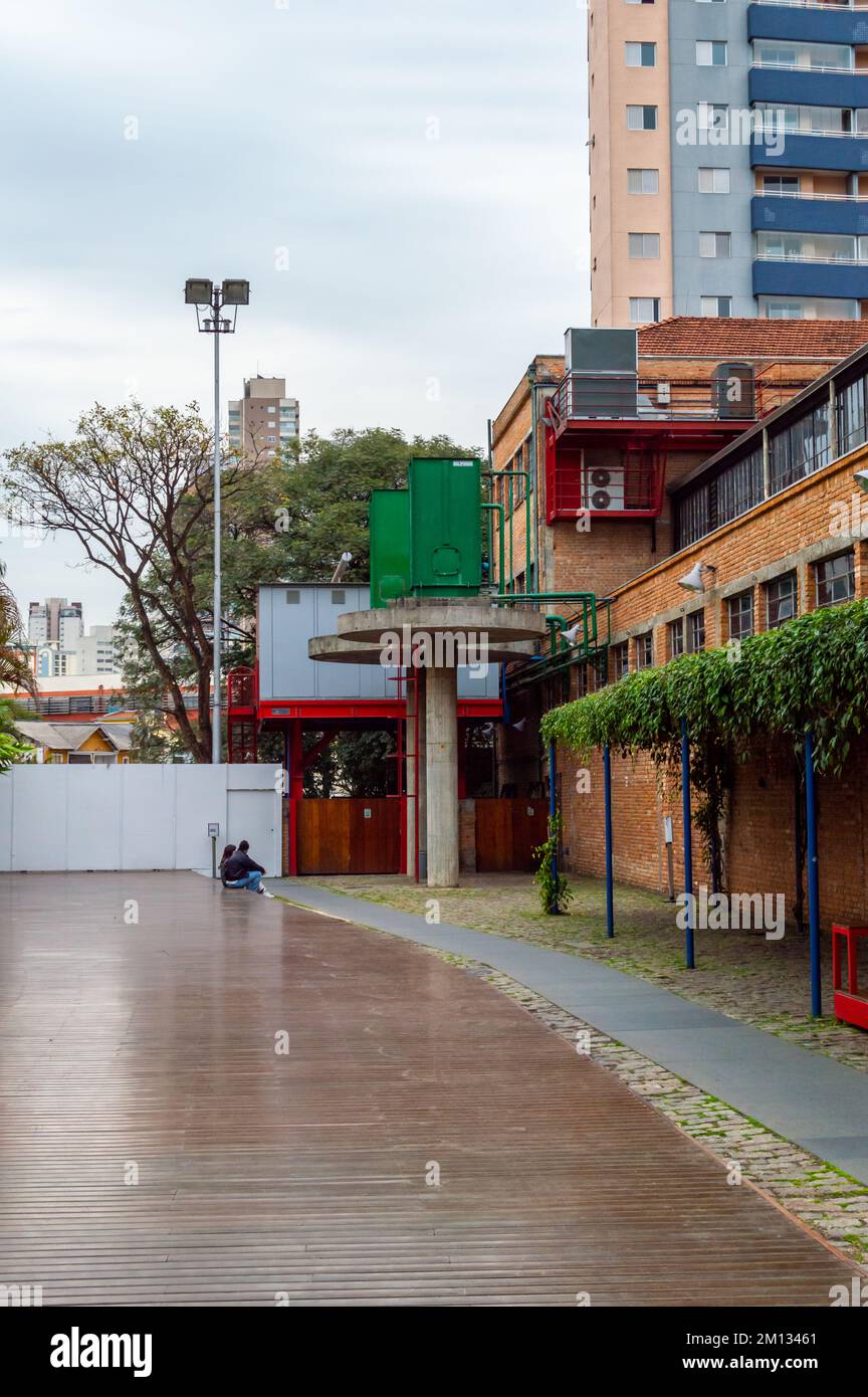 SESC Pompeia building in San Paolo, Brazil. August 2022. Modernist ...