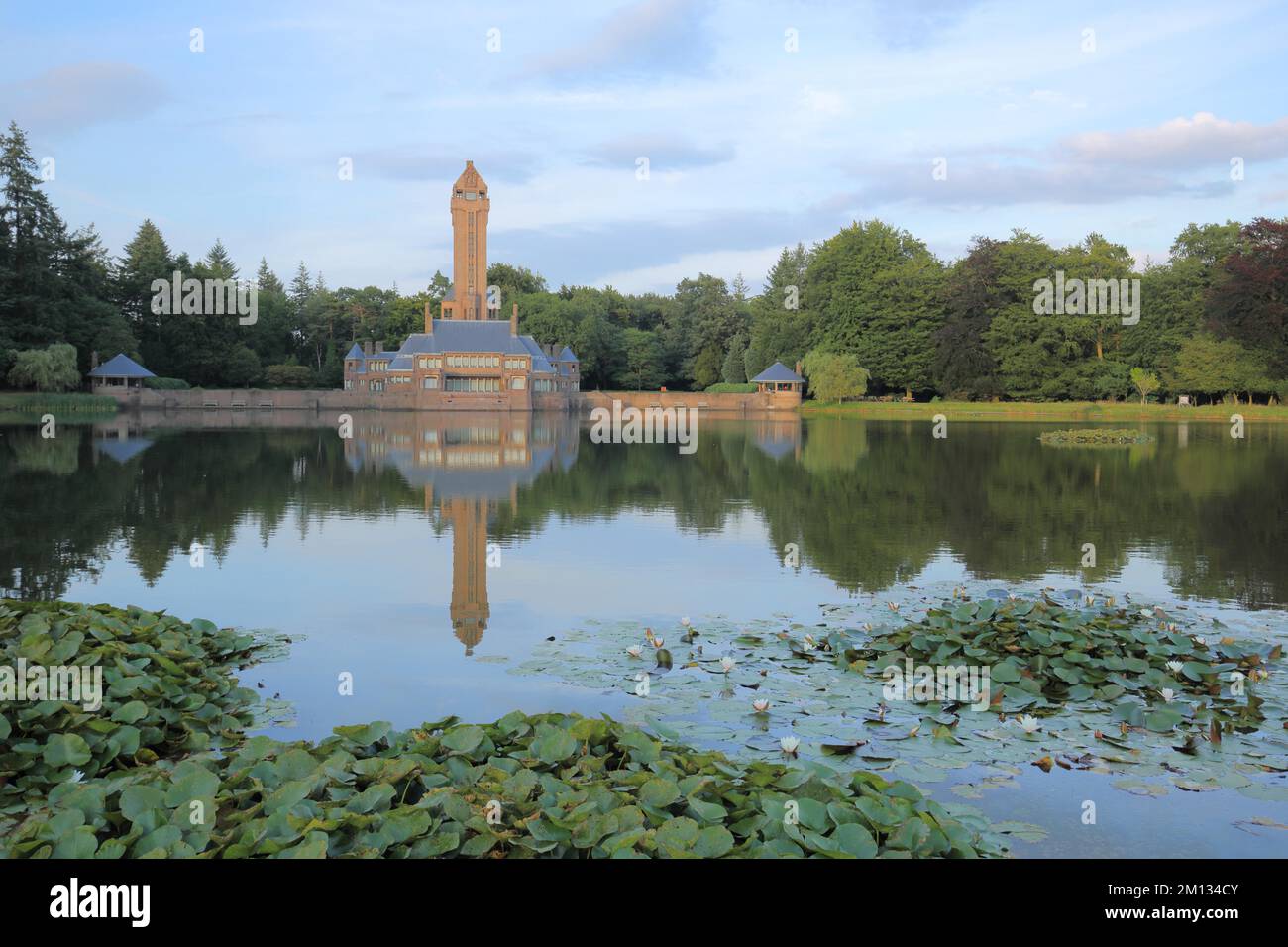 Jachthuis Sint Hubertus built 1915 on the lake with pond roses, hunting ...