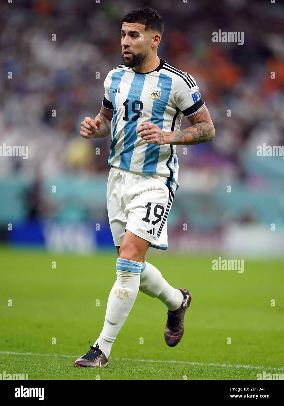 Argentina's Nicolas Otamendi during the FIFA World Cup Quarter-Final match at the Lusail Stadium ...